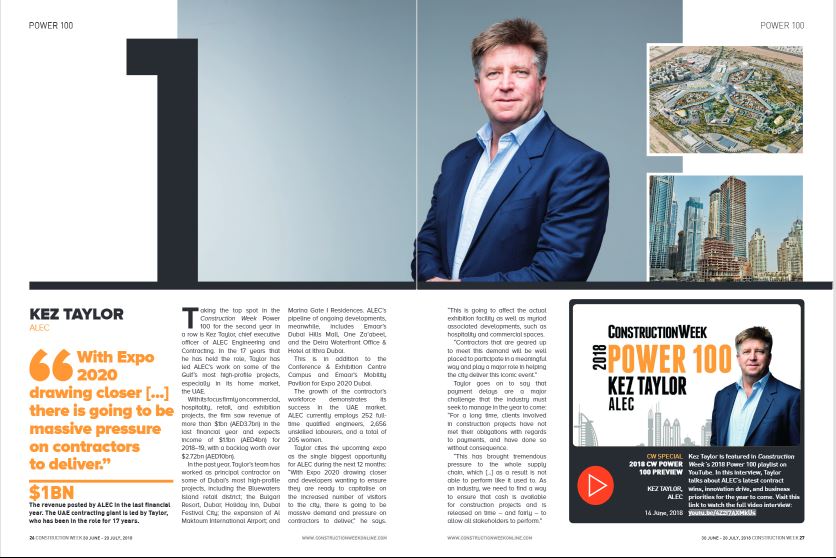 Kez Taylor, CEO of ALEC: #1 in the 2018 Construction Week Power 100 ...